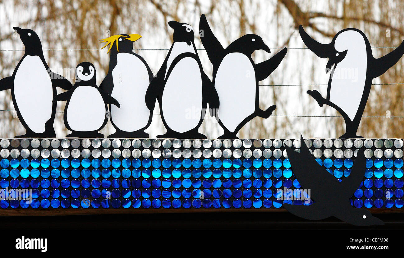 Sign for Penguin Beach at ZSL London Zoo Stock Photo - Alamy