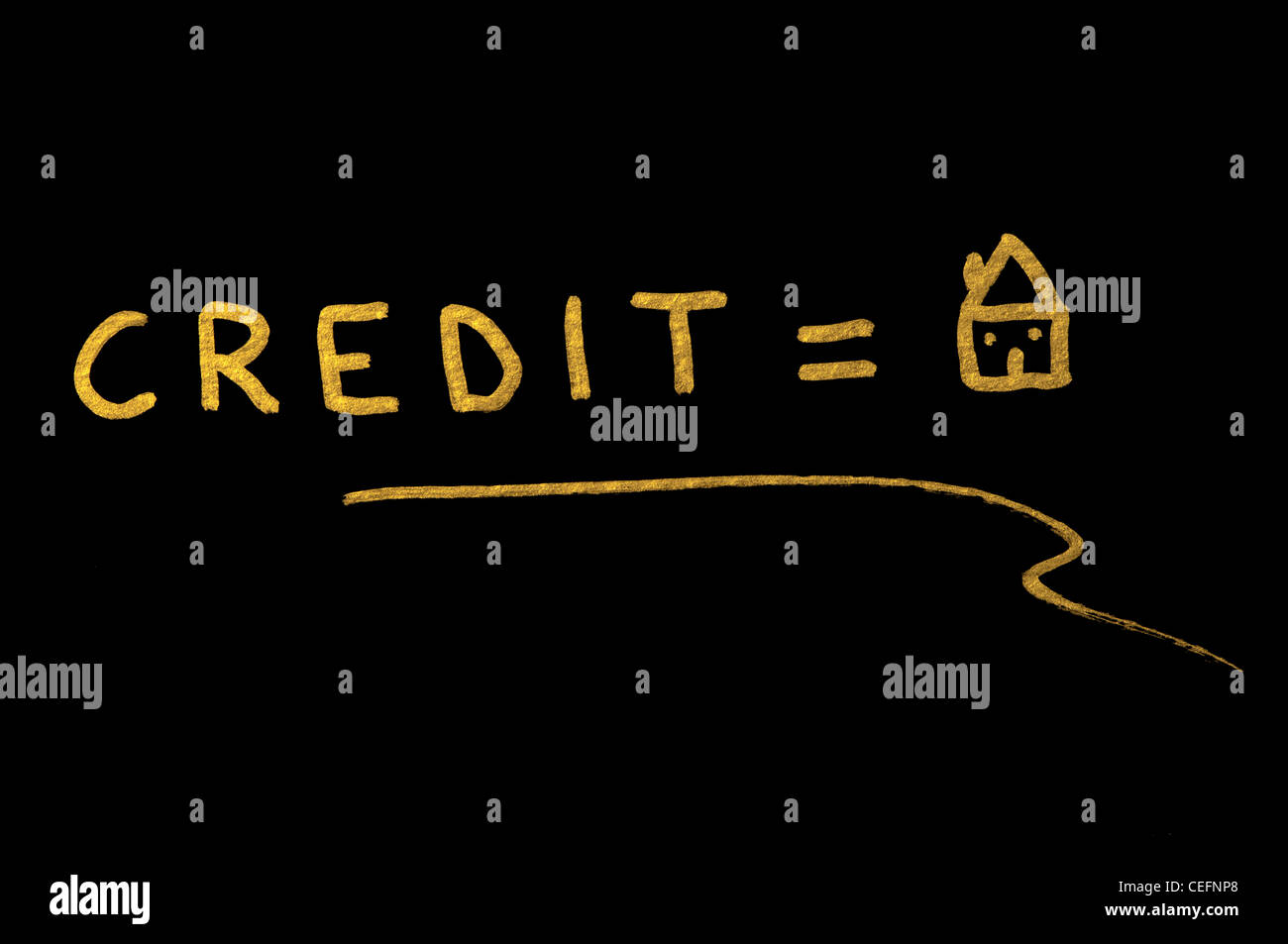 Word Credit and House illustration over black Stock Photo - Alamy