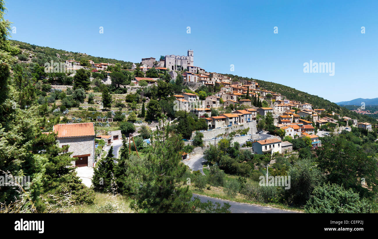 EUS - Hill top Catalan Village, France Stock Photo - Alamy