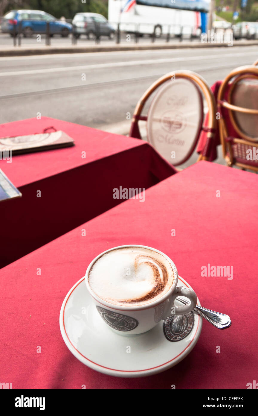 Capuchinno cup at Rome terrace bar, Italy Stock Photo - Alamy