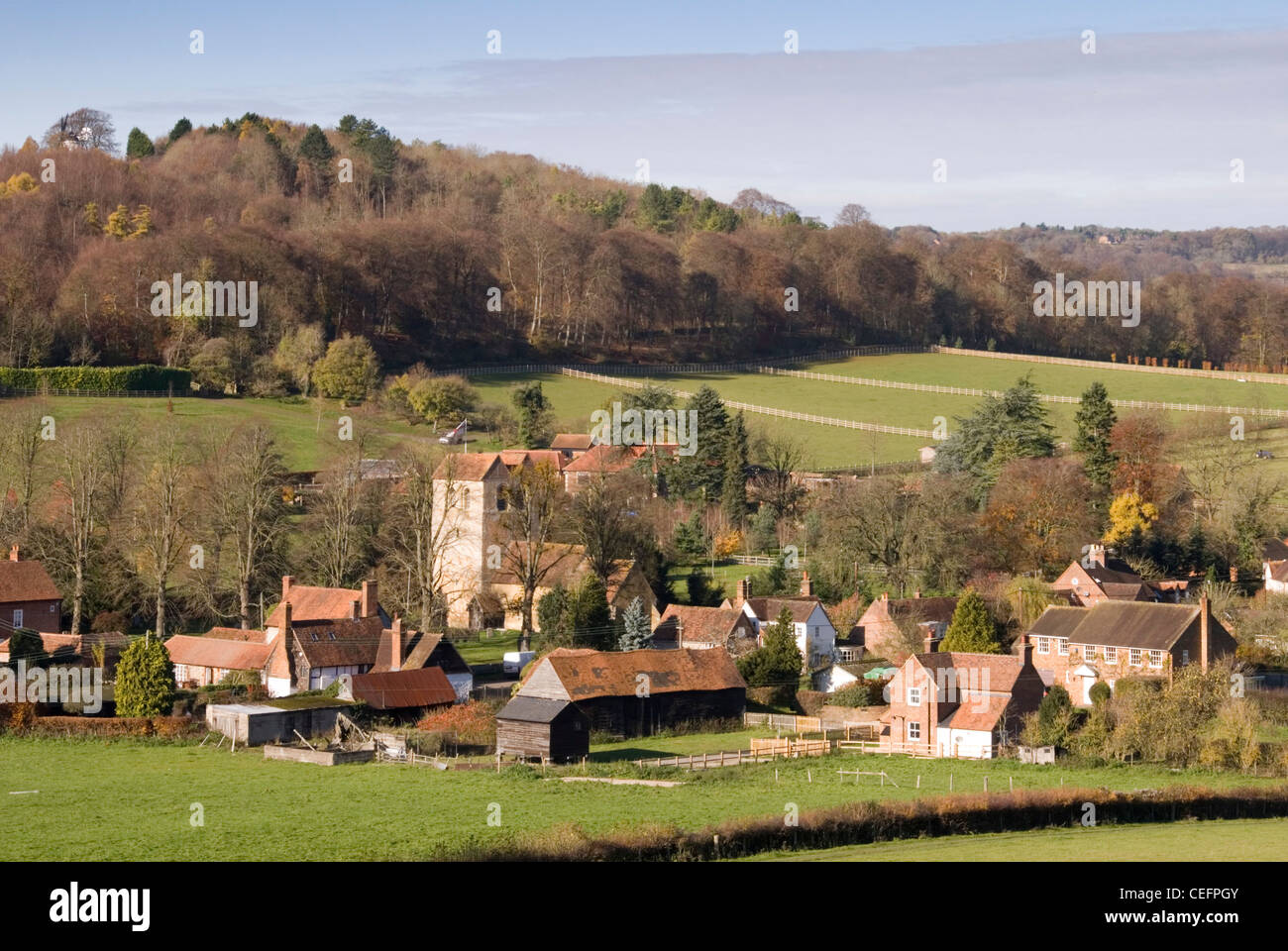 Chiltern Hills - Fingest village - seen from Chiltern Way long distance ...