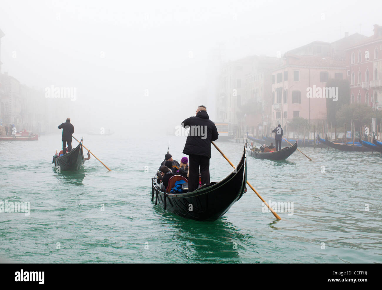 Gondolas moving down the Grand Canal. Venice, Italy Stock Photo - Alamy