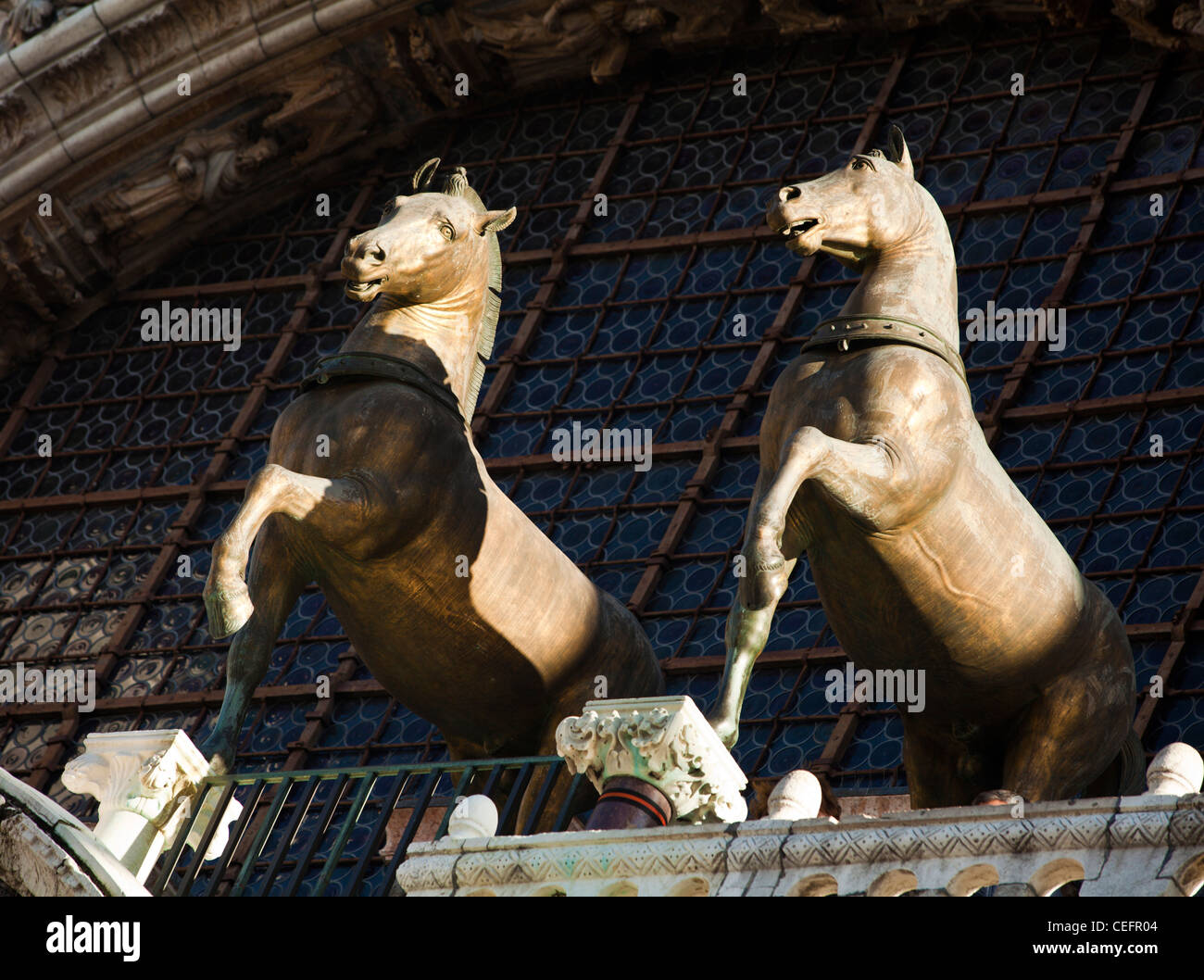 Replicas of the horses of San Marco outside the Basilico di San Marco ...