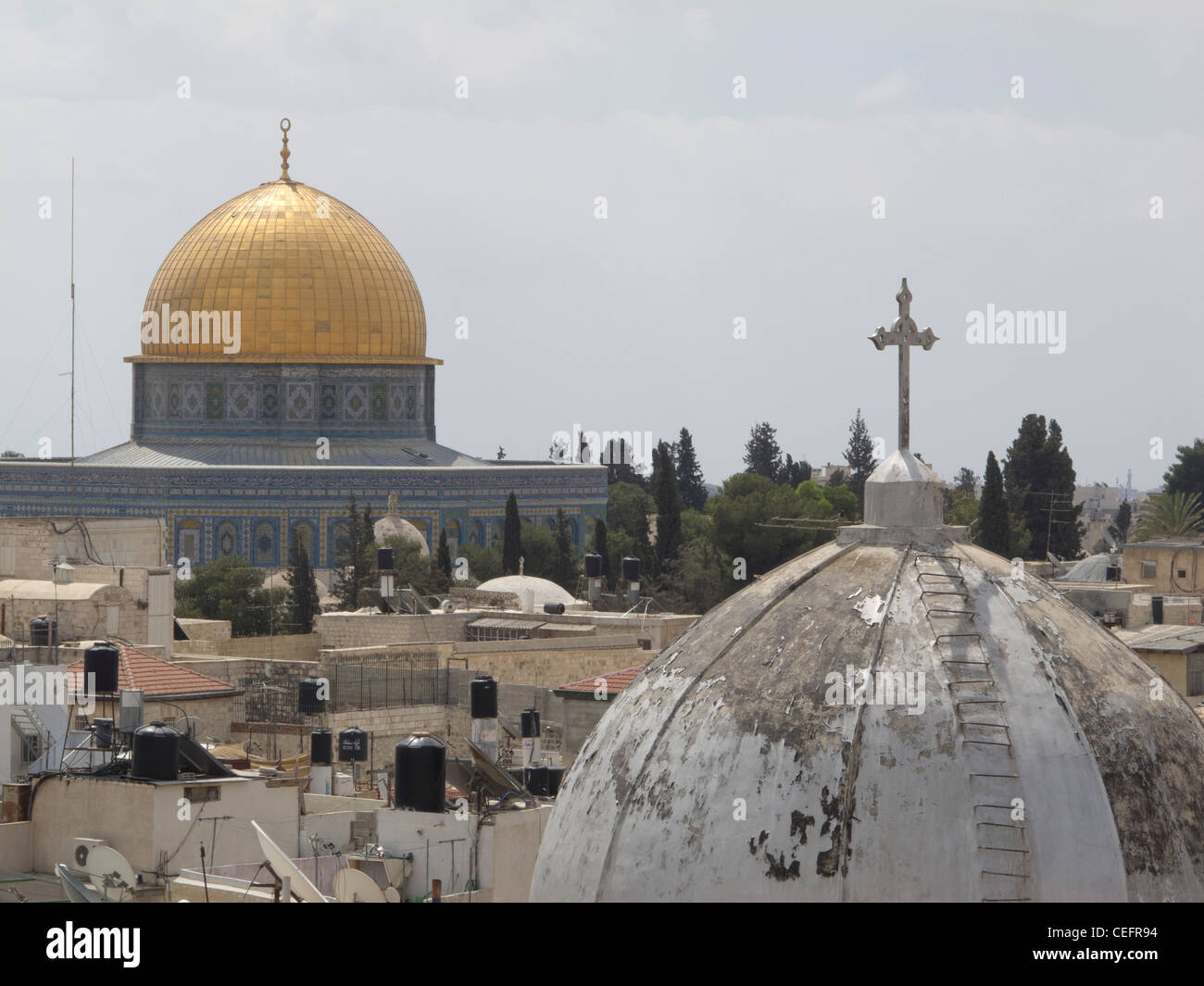 View old city of jerusalem the dome of the rock hi-res stock ...