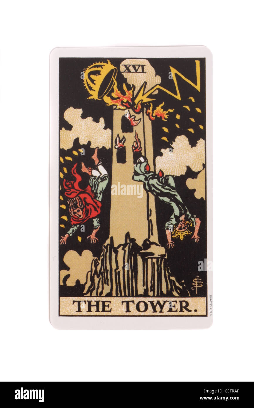 The Tower card from a traditional tarot pack Stock Photo - Alamy