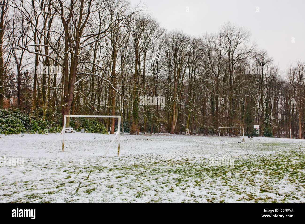 Football pitch with snow hi-res stock photography and images - Alamy