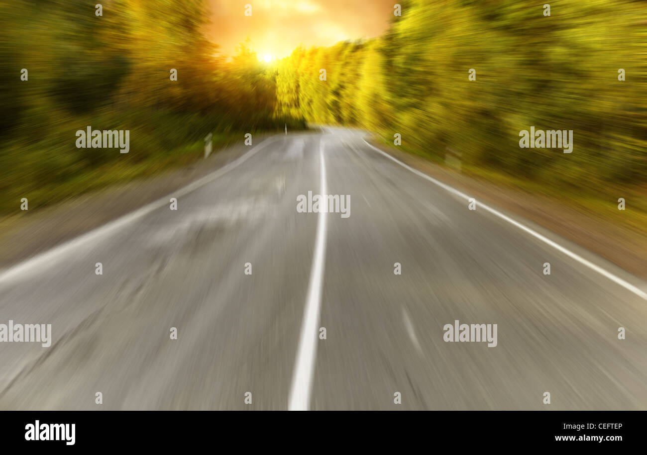 Empty road, abstract concept of high speed with motion f/x Stock Photo ...
