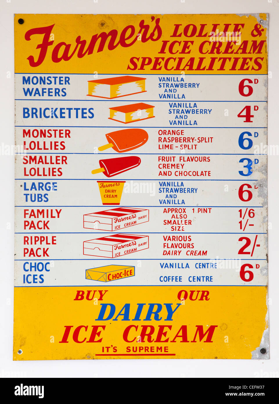 enamel vintage dairy ice cream sign Stock Photo - Alamy