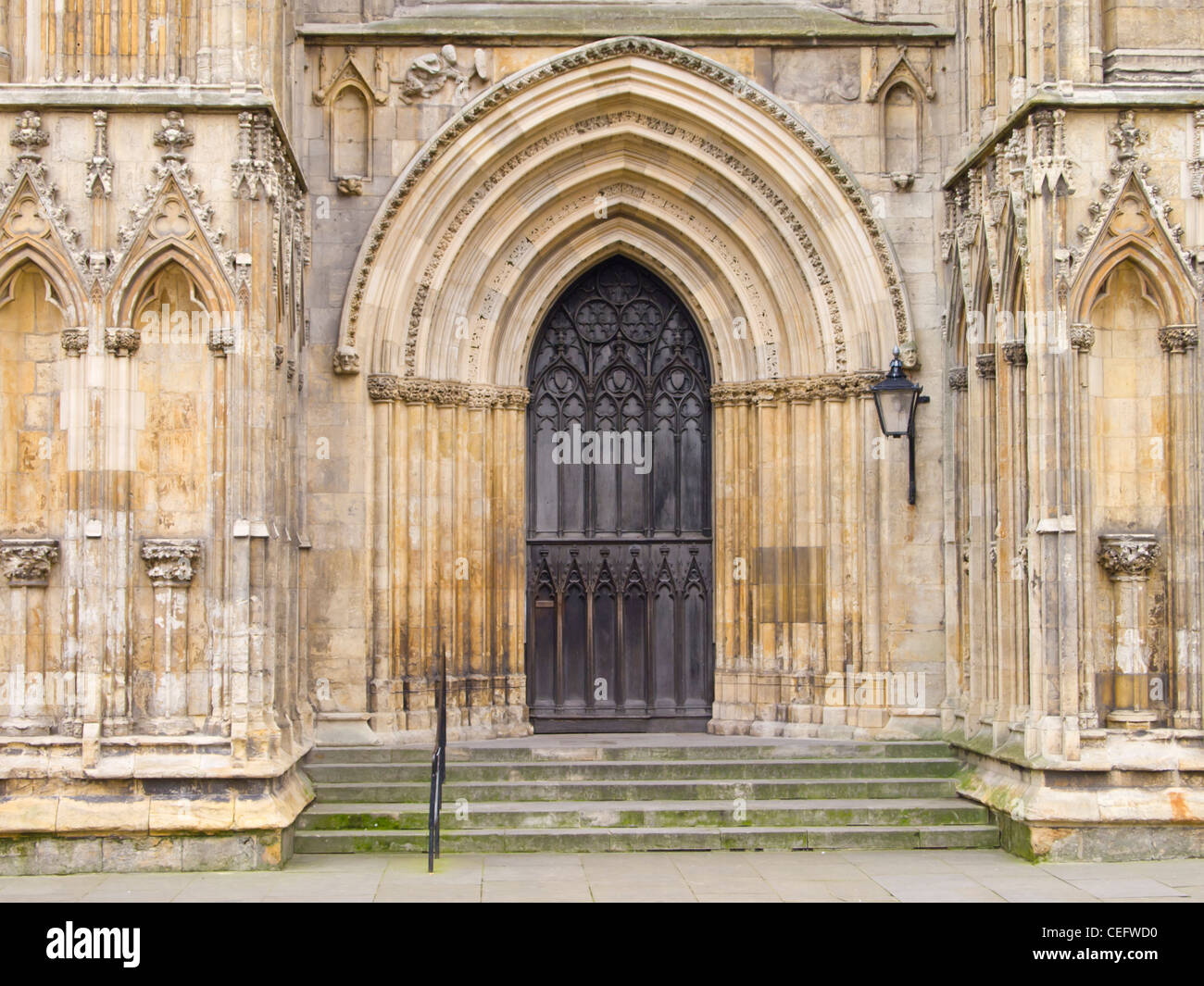 England, North Yorkshire, York City. Grand door and arch on the West ...