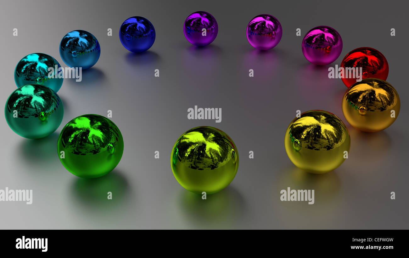 rainbow color balls in circles Stock Photo - Alamy