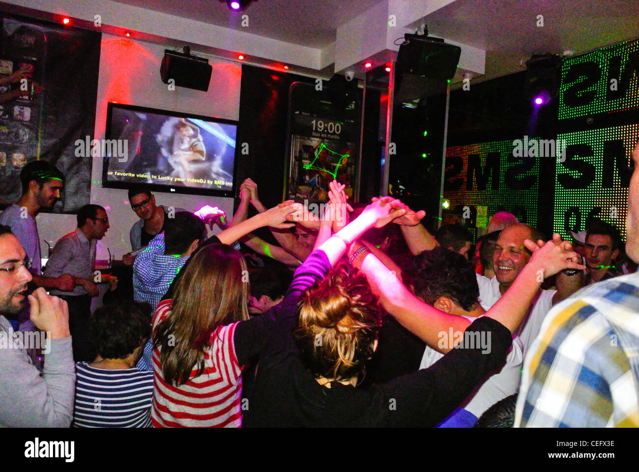 Paris, France, Gay Bar, /arge Crowd People, on Crowded Dance Floor ...