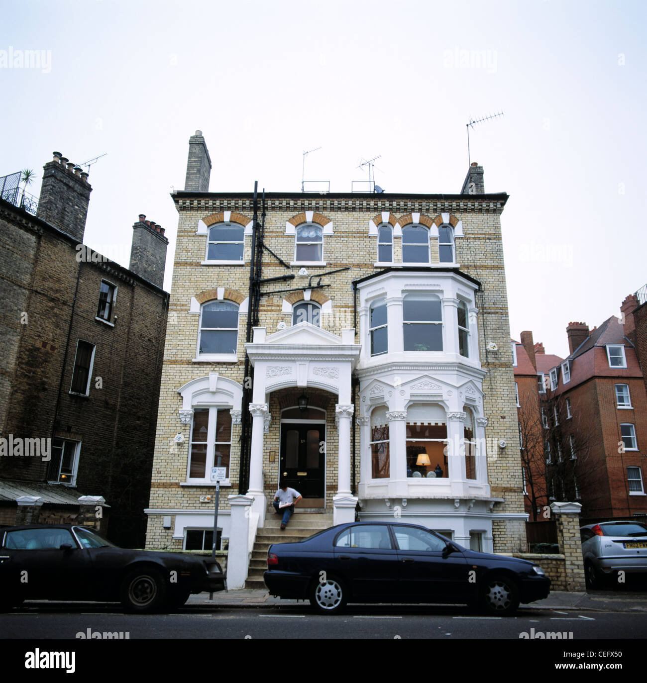 Large detached Victorian house with bay windows in south London Stock ...
