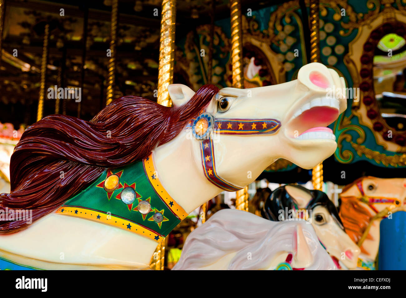 Colorful animal carousel carnival ride hi-res stock photography and ...