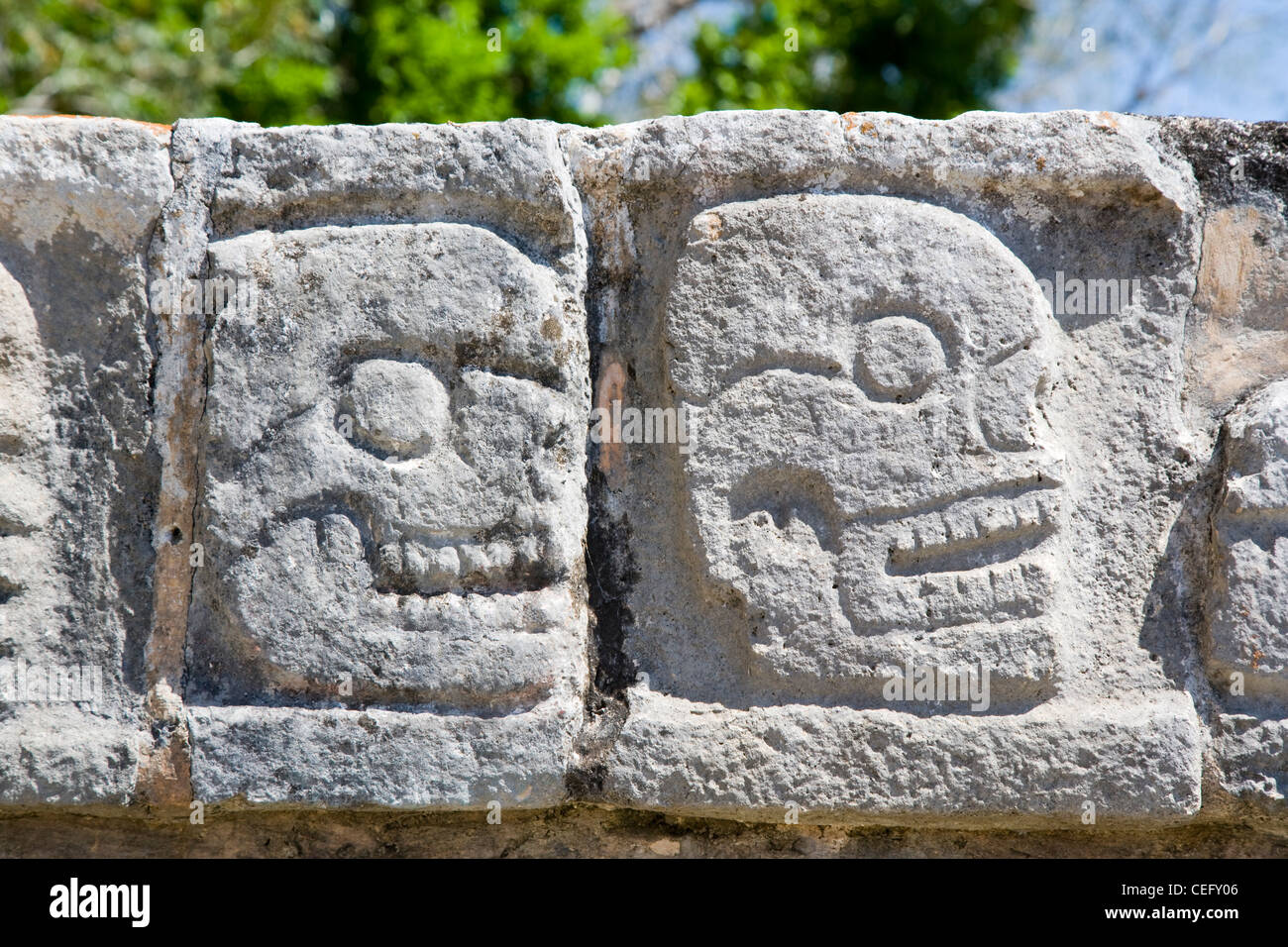 Skulls relief, Chichen Itza, Yucatan, Mexico Stock Photo - Alamy