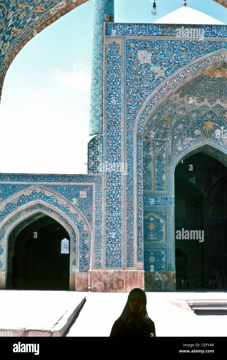 IRAN, ISFAHAN: Beautiful blue mosaic tiled entrance to the Imam Mosque ...