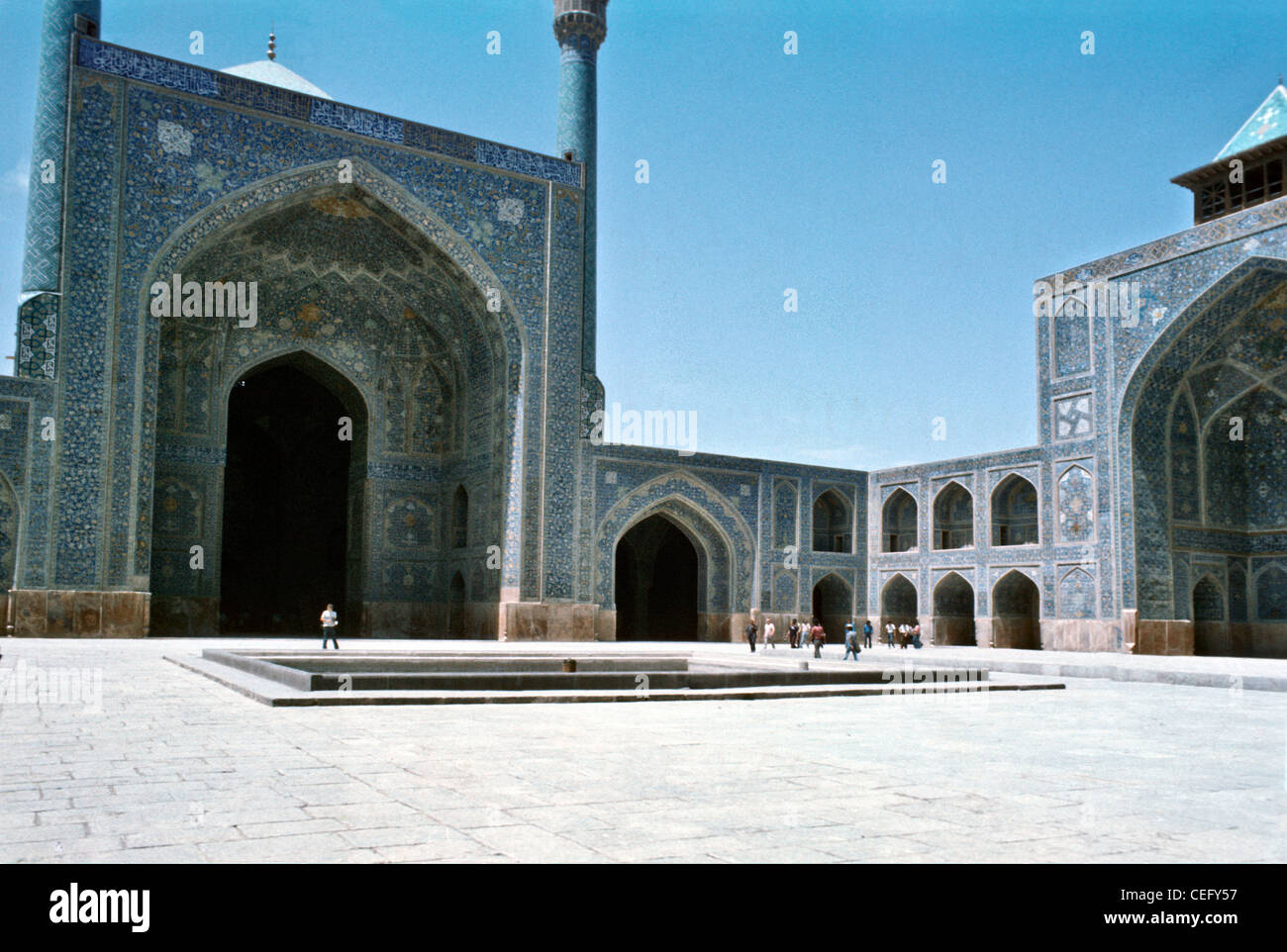 IRAN, ISFAHAN: Beautiful blue mosaic tiled entrance to the Imam Mosque ...