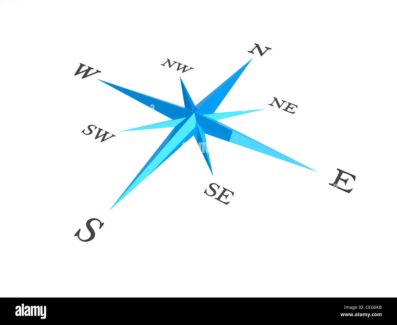 Illustration of a blue and white compass Stock Photo - Alamy