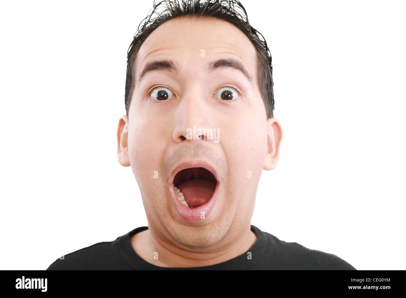 shocked man over white Stock Photo - Alamy