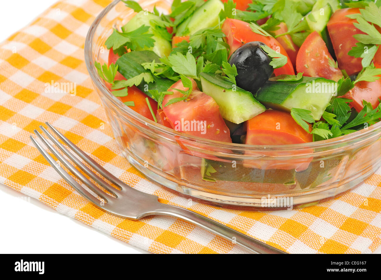 Macedonian mixed salad with fresh vegetable in glass plate Stock Photo ...