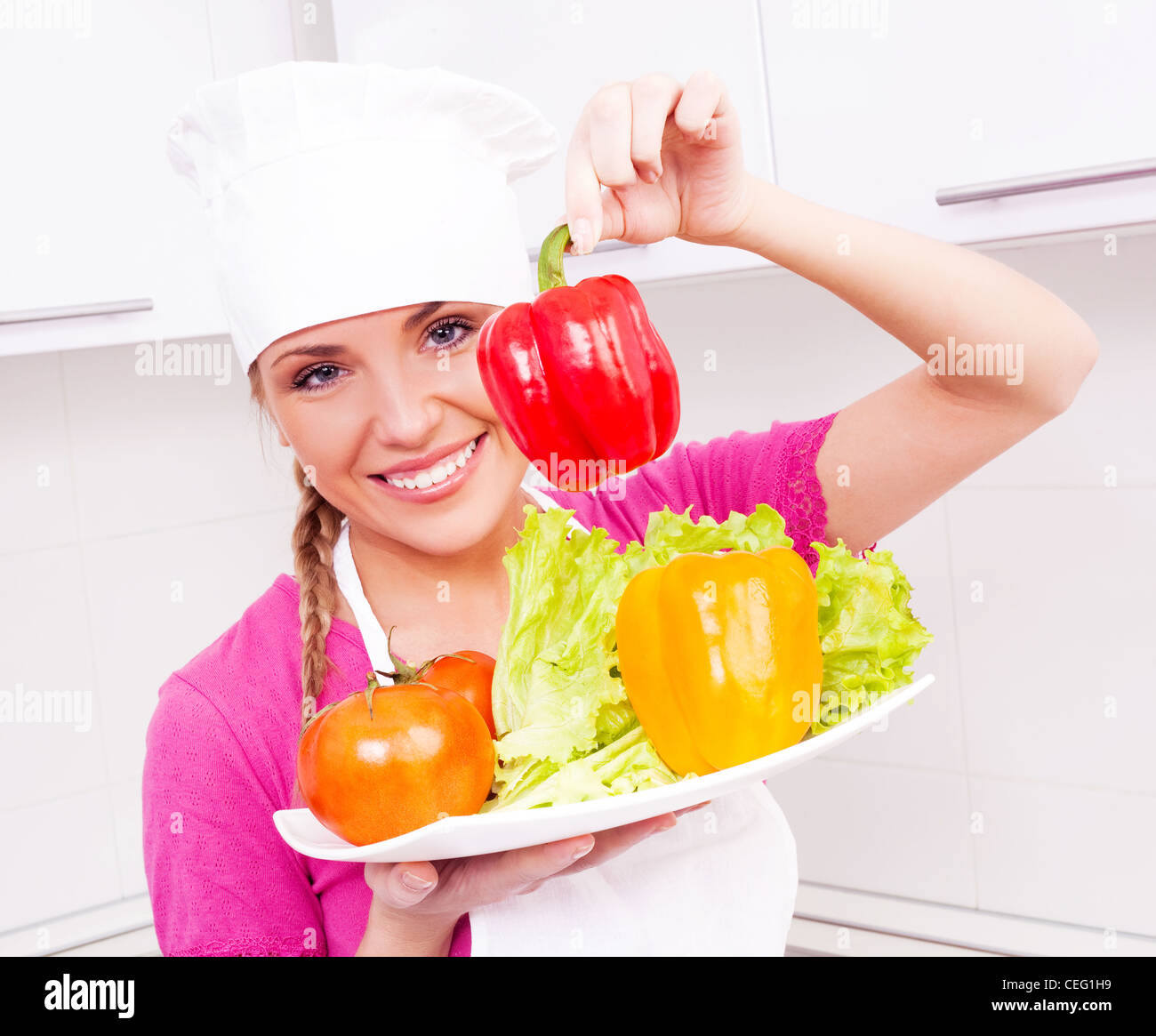 beautiful woman cooking Stock Photo - Alamy