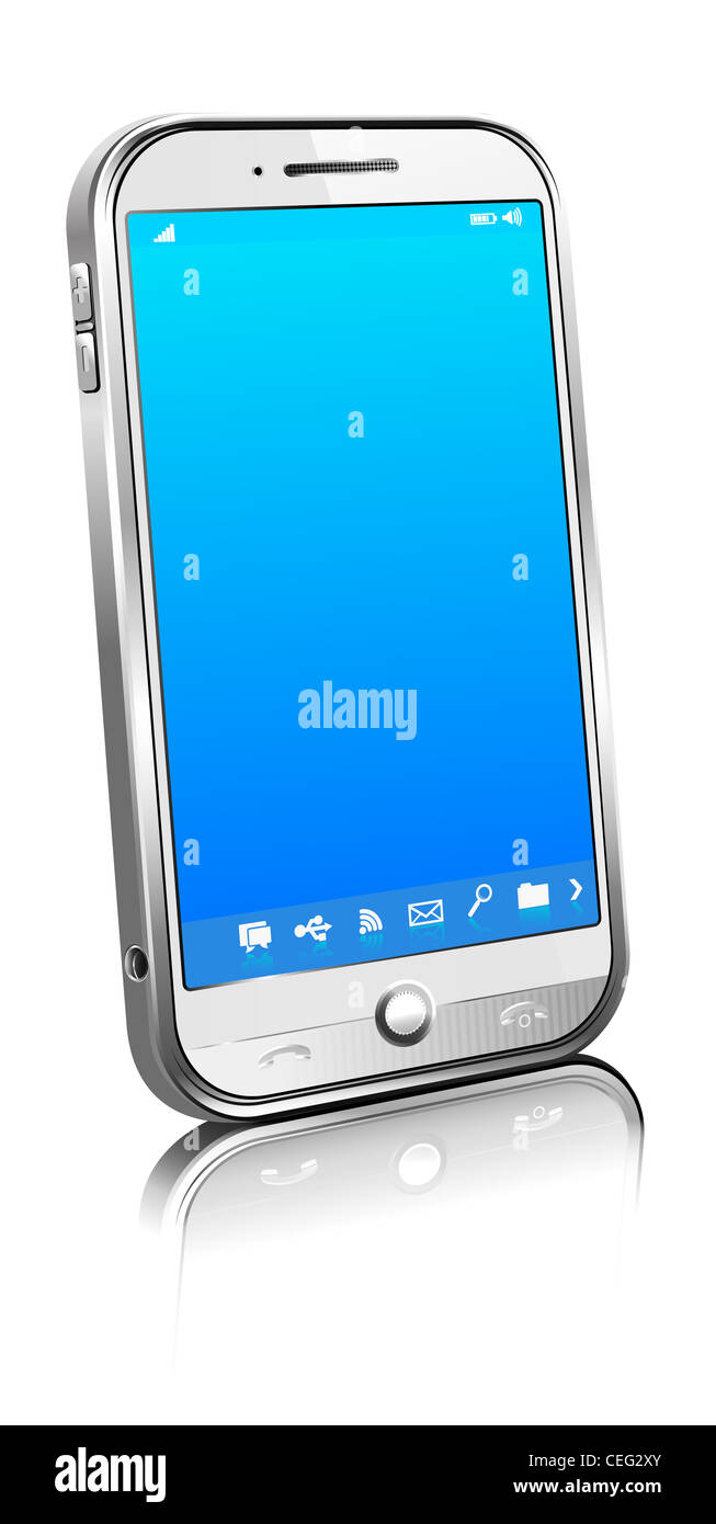 Phone Cell Smart Mobile white and silver 3D Stock Photo - Alamy