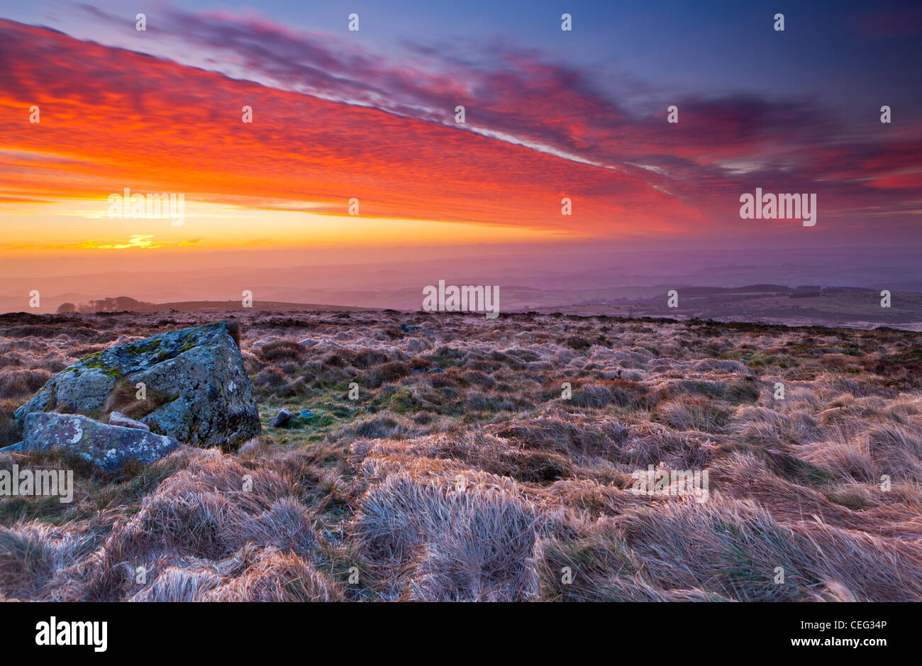 View from Rippon Tor towards Halshanger Common, Dartmoor National Park ...