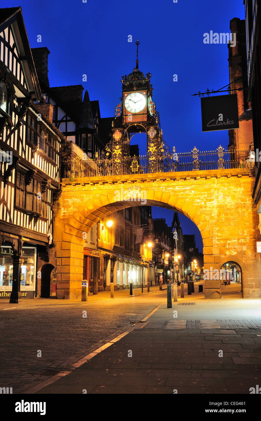 Main street at night in the City of Chester England Stock Photo - Alamy