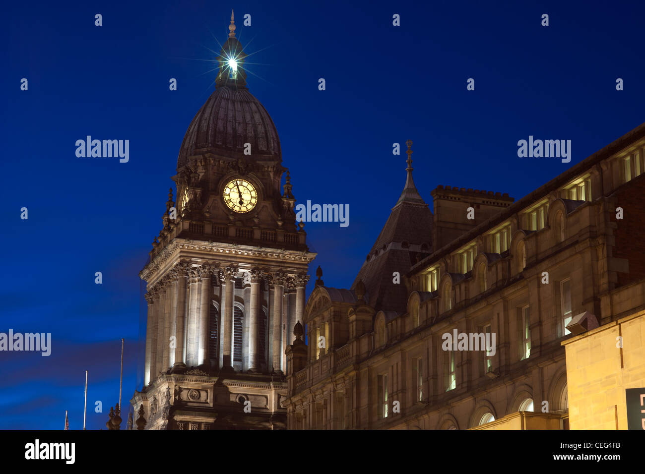 leeds town hall at twilight built in 1858 designed by cuthbert brodrick ...