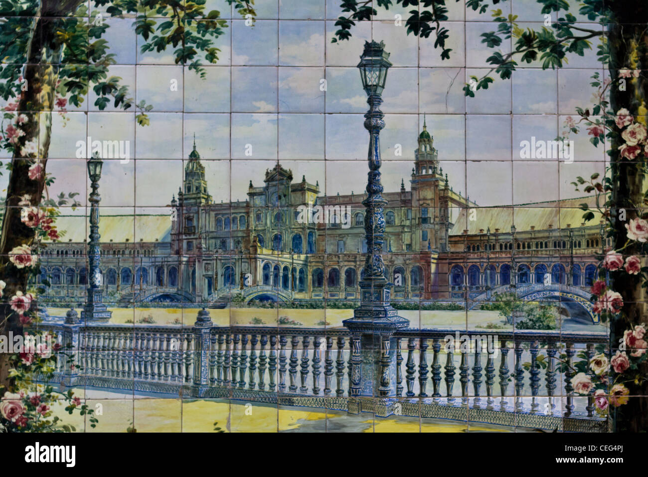 A wall on a building in Madrid with beautifully painted tiles Stock ...