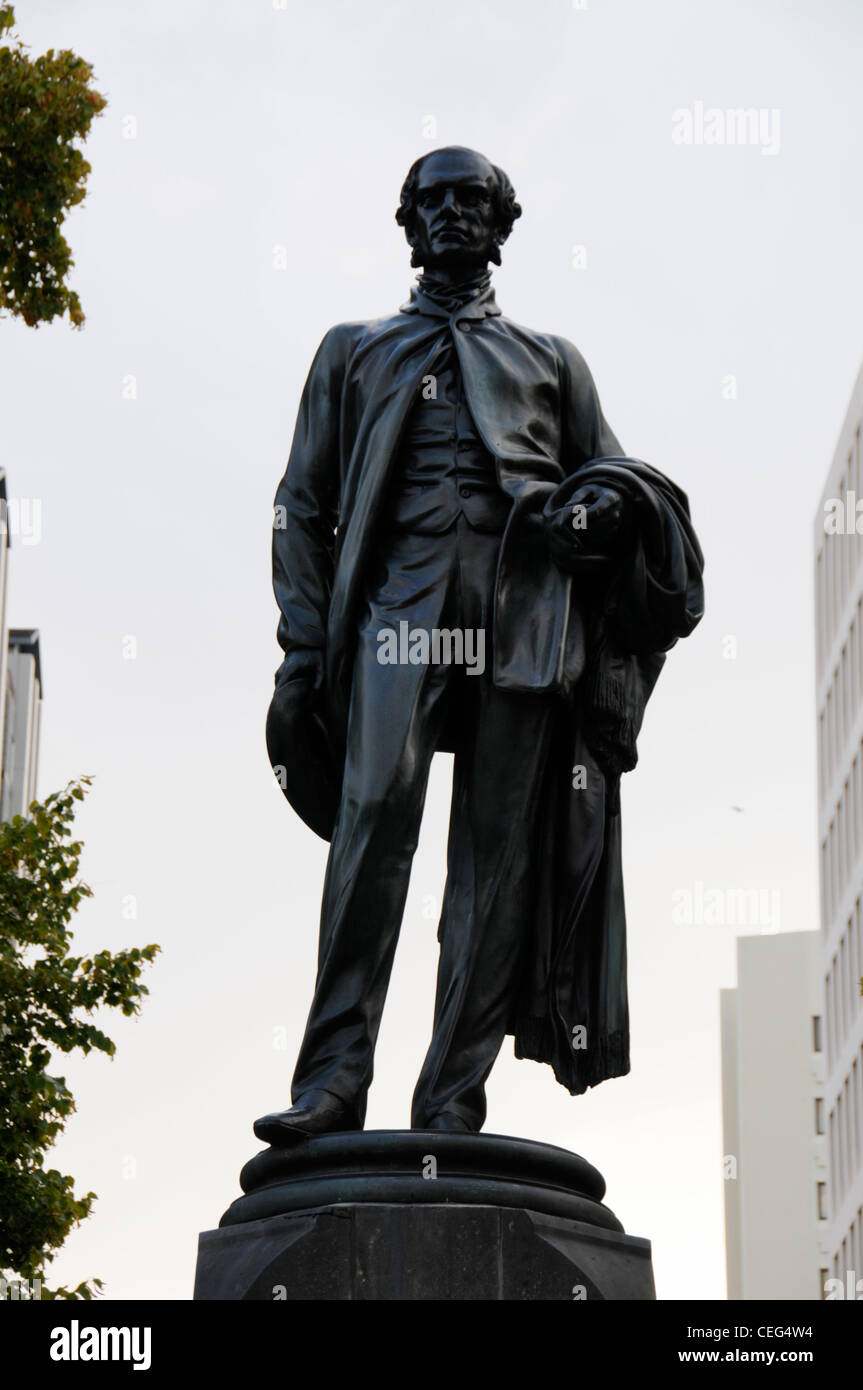 A bronze statue of John Robert Godley, an Irishman and founder of ...