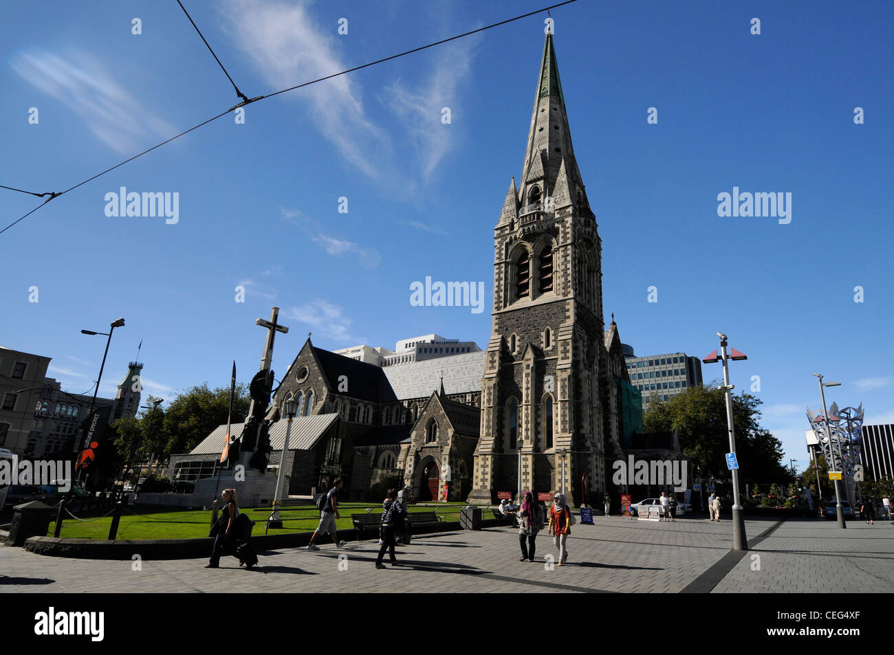 Early morning light on Christchurch Cathedral in Cathedral Square in ...