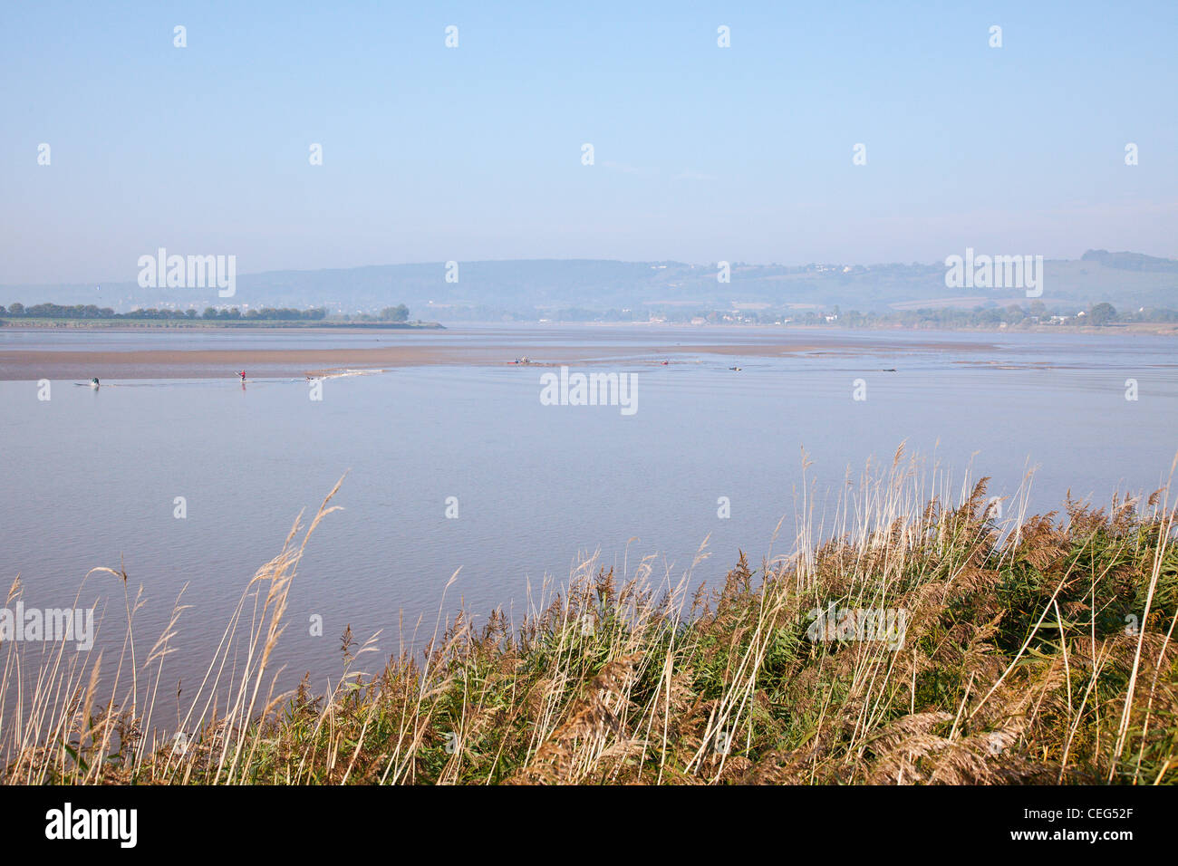 The Severn Bore arriving on the River Severn near Westbury-on-Severn ...