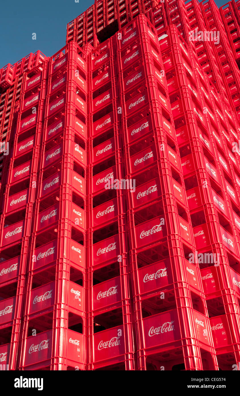 Stack of Coca Cola plastic crates Stock Photo - Alamy
