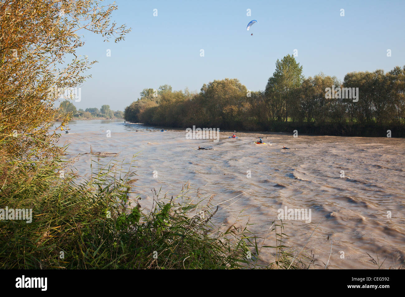 The Severn Bore on the River Severn at Minsterworth, Gloucestershire ...
