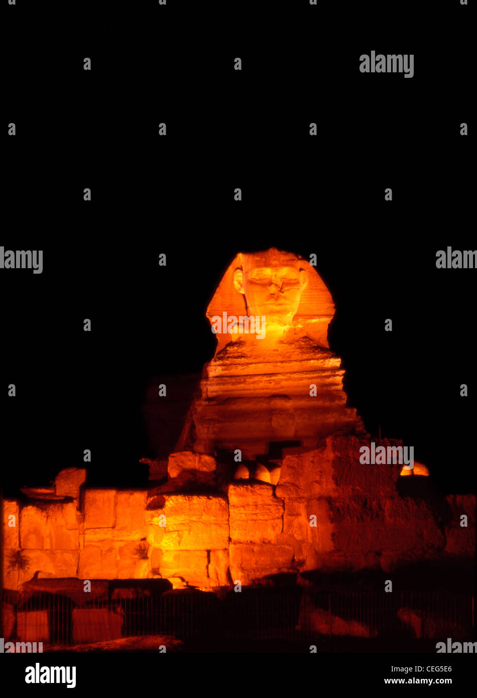 The Great Sphinx of Giza lit at night Stock Photo - Alamy
