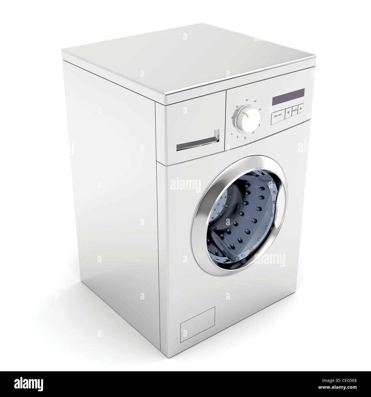 Washing machine on white background Stock Photo - Alamy