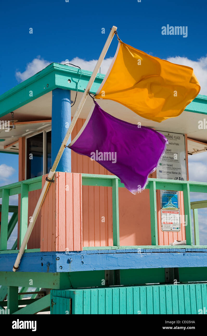 Beach lifeguard tower hut in Miami Beach, Florida, USA Stock Photo - Alamy