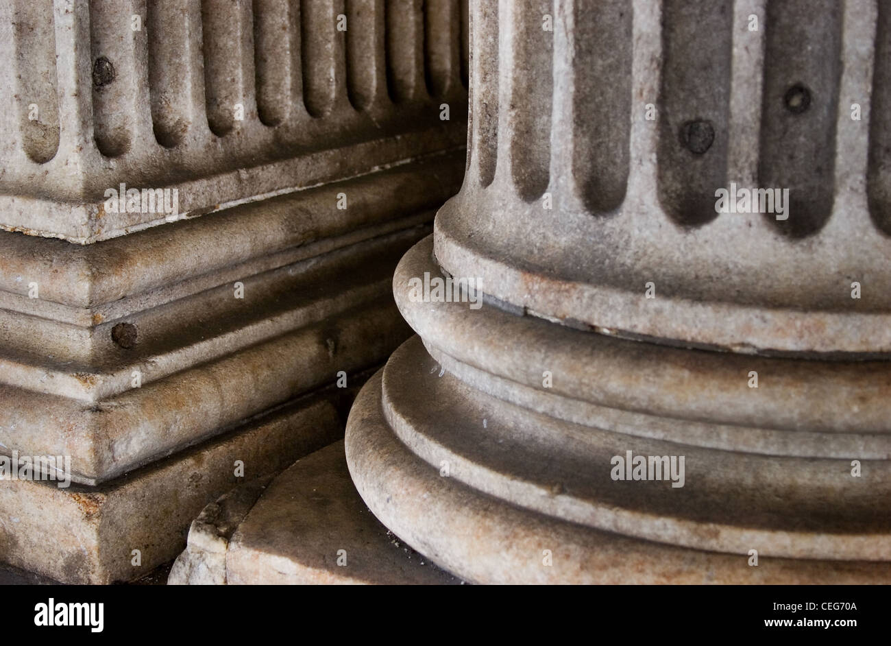 Marble column pediments, New York City Stock Photo - Alamy