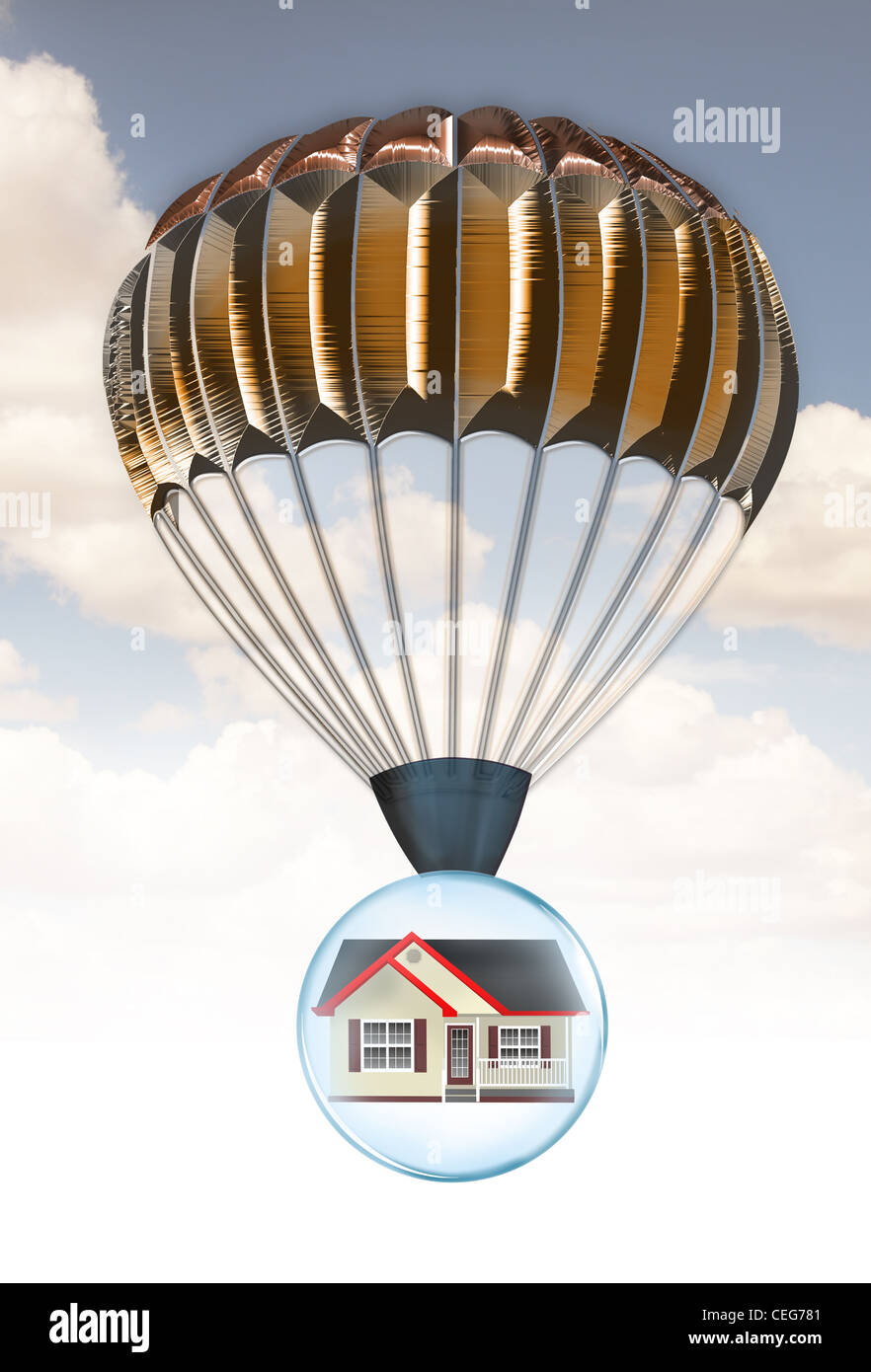 Homes dropping from the sky Stock Photo - Alamy