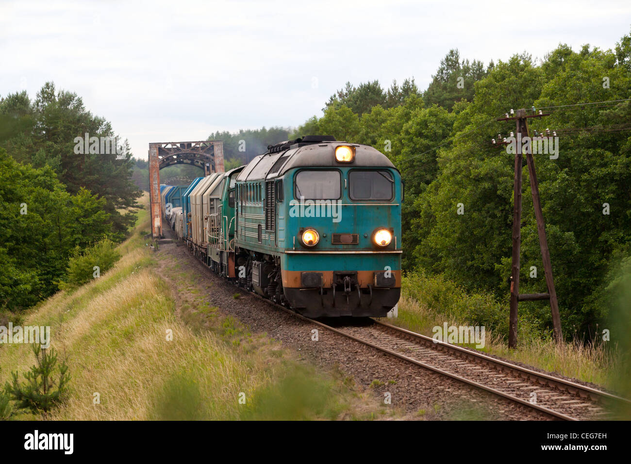 Freight diesel train Stock Photo - Alamy