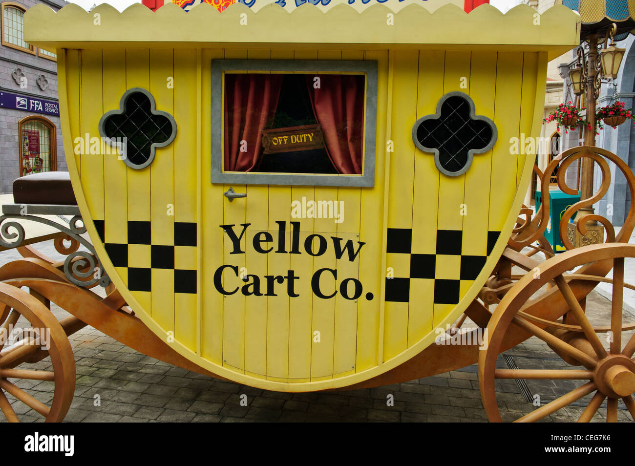 Yellow Cart, Universal Studios, Singapore Stock Photo - Alamy