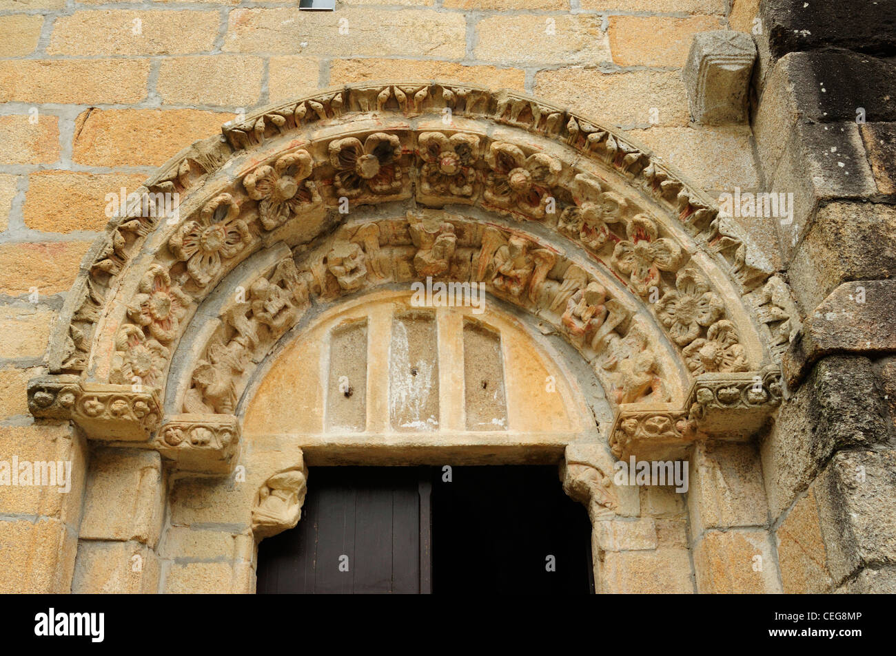 Portico of San Lourenzo de Carboeiro monastery. Silleda, Galicia, Spain ...