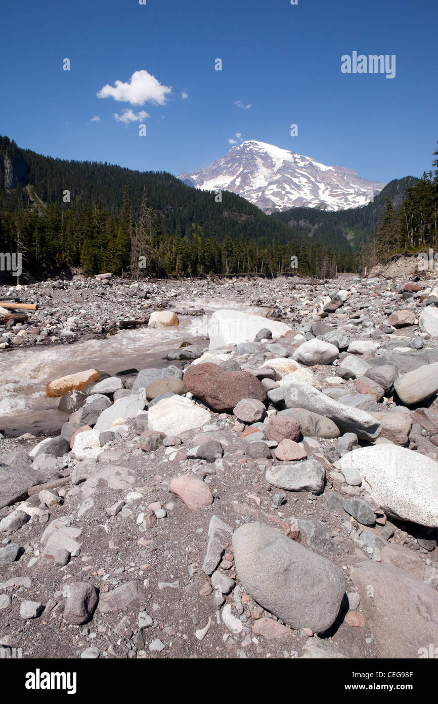 A view of Mt Ranier in Mt Ranier National Park in Washington, USA Stock ...