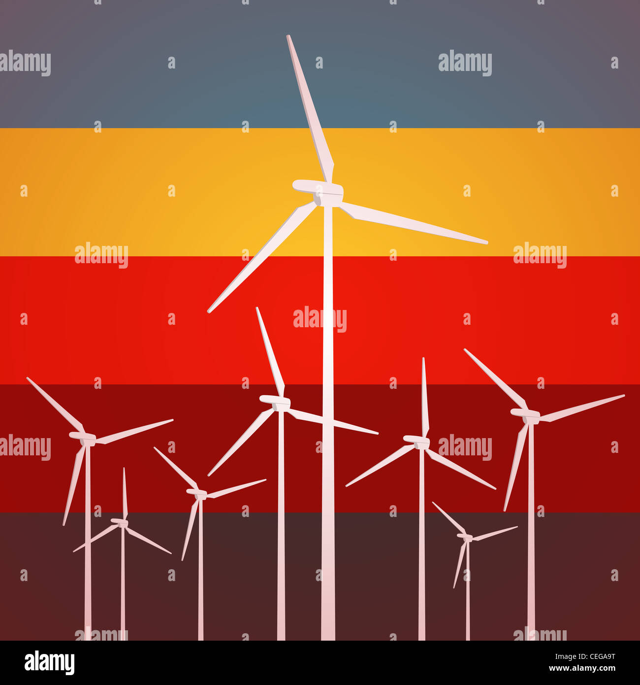 Wind Turbines Vintage Style - Illustration of Vintage Style Wind Power ...