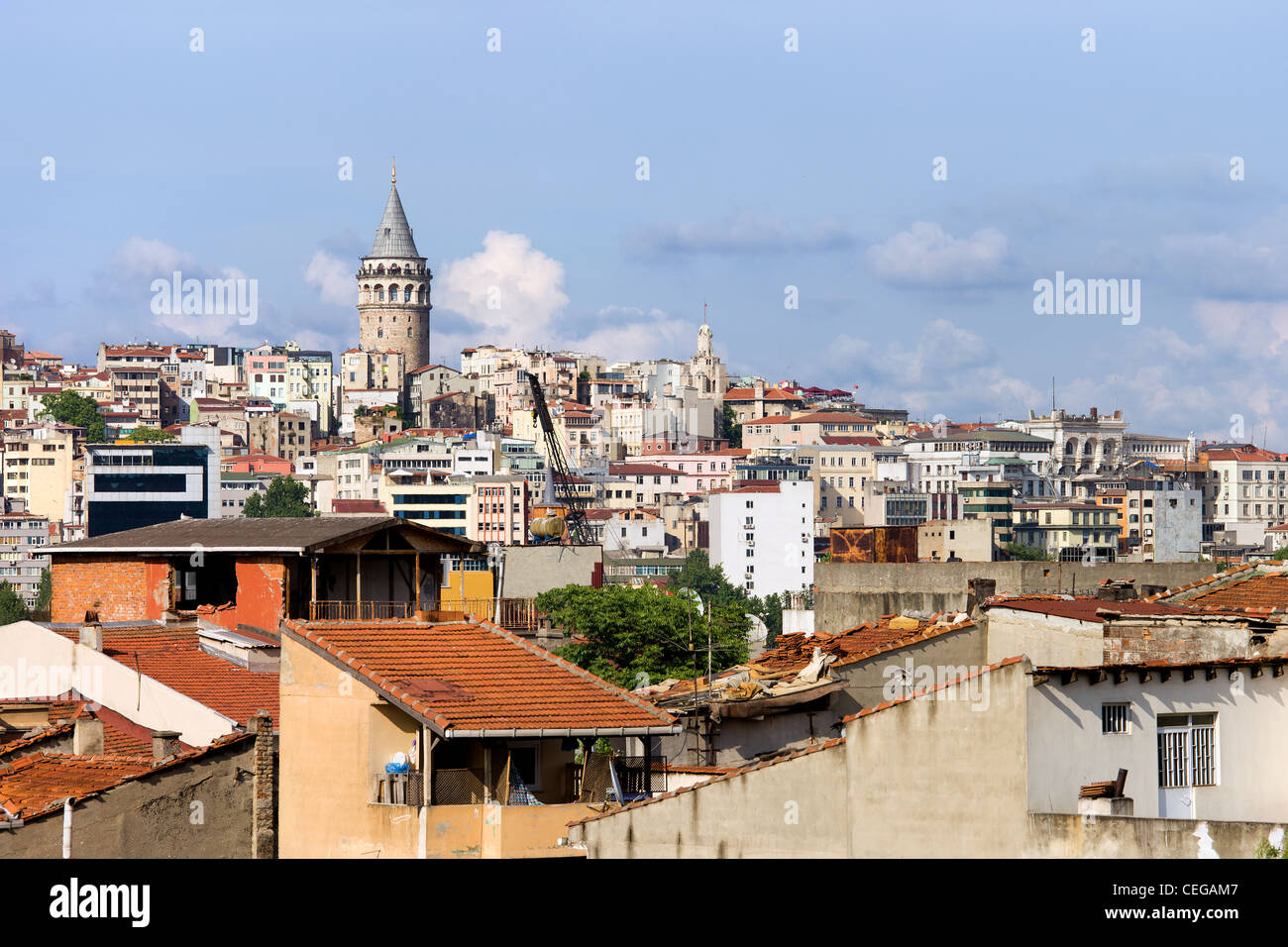 Cityscape of Istanbul in Turkey, Beyoglu district, at the far end ...