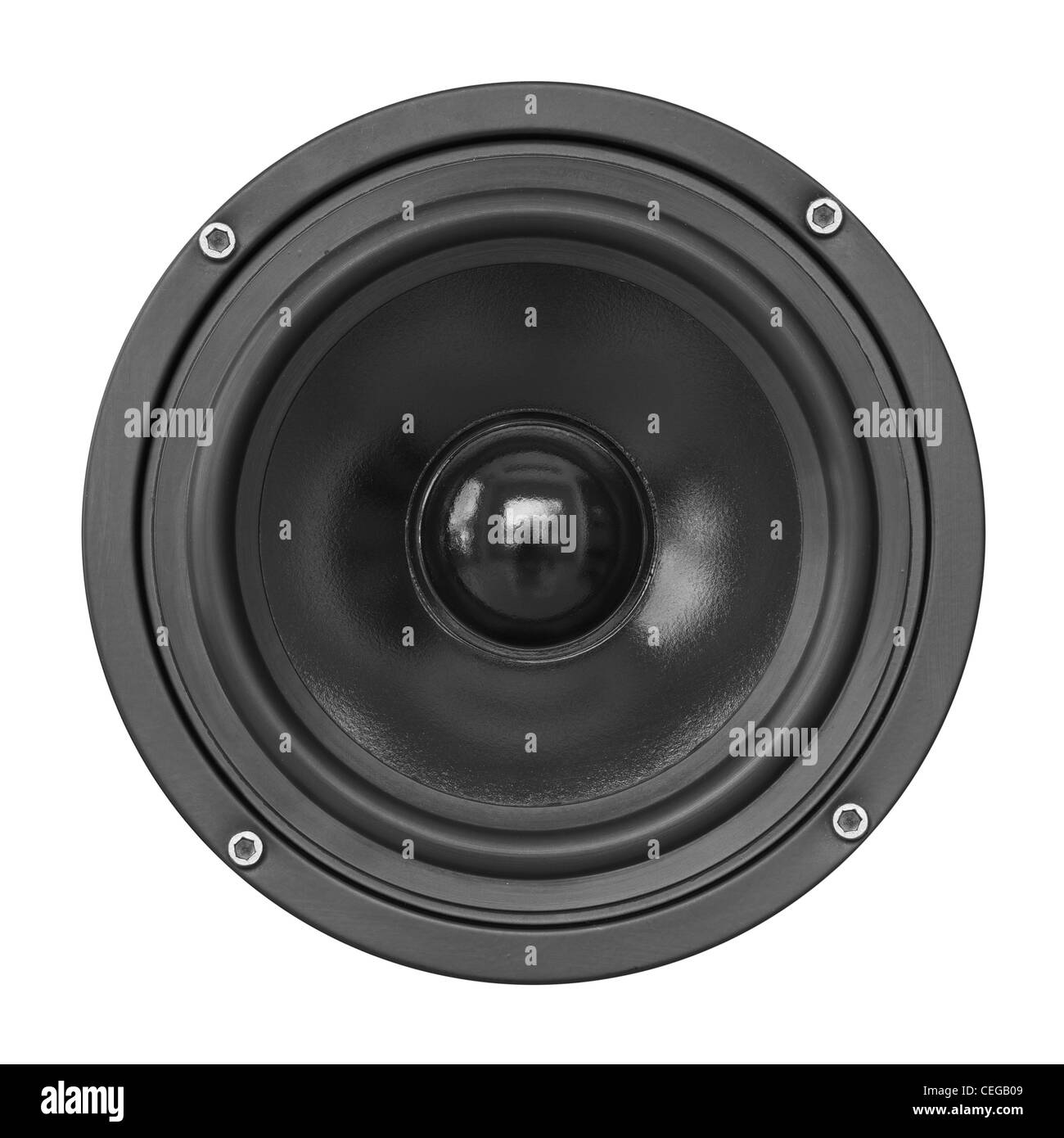 Midbass speaker, isolated on white background. Square composition Stock ...