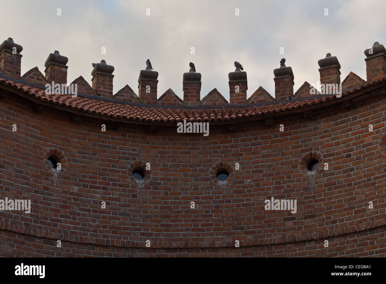 A brick wall of a central building in Warsaw, Poland Stock Photo - Alamy