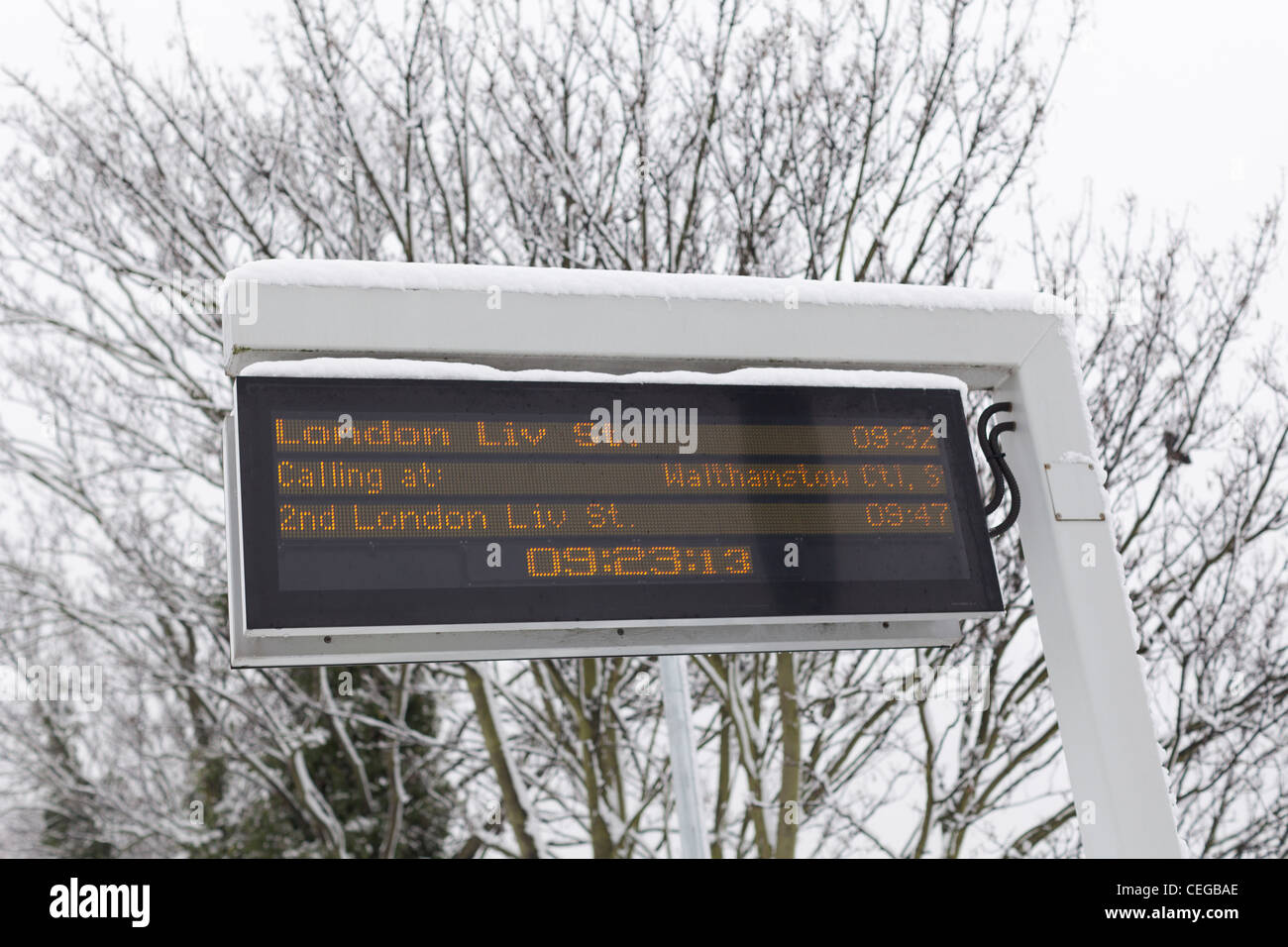 Customer information display on a railway platform in England Stock ...