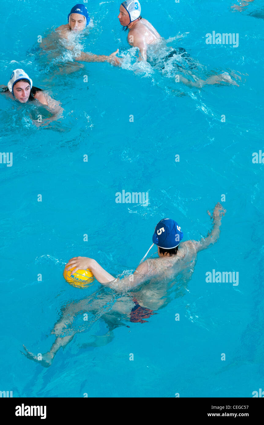 Amateur waterpolo match at the local swimming pool Stock Photo - Alamy