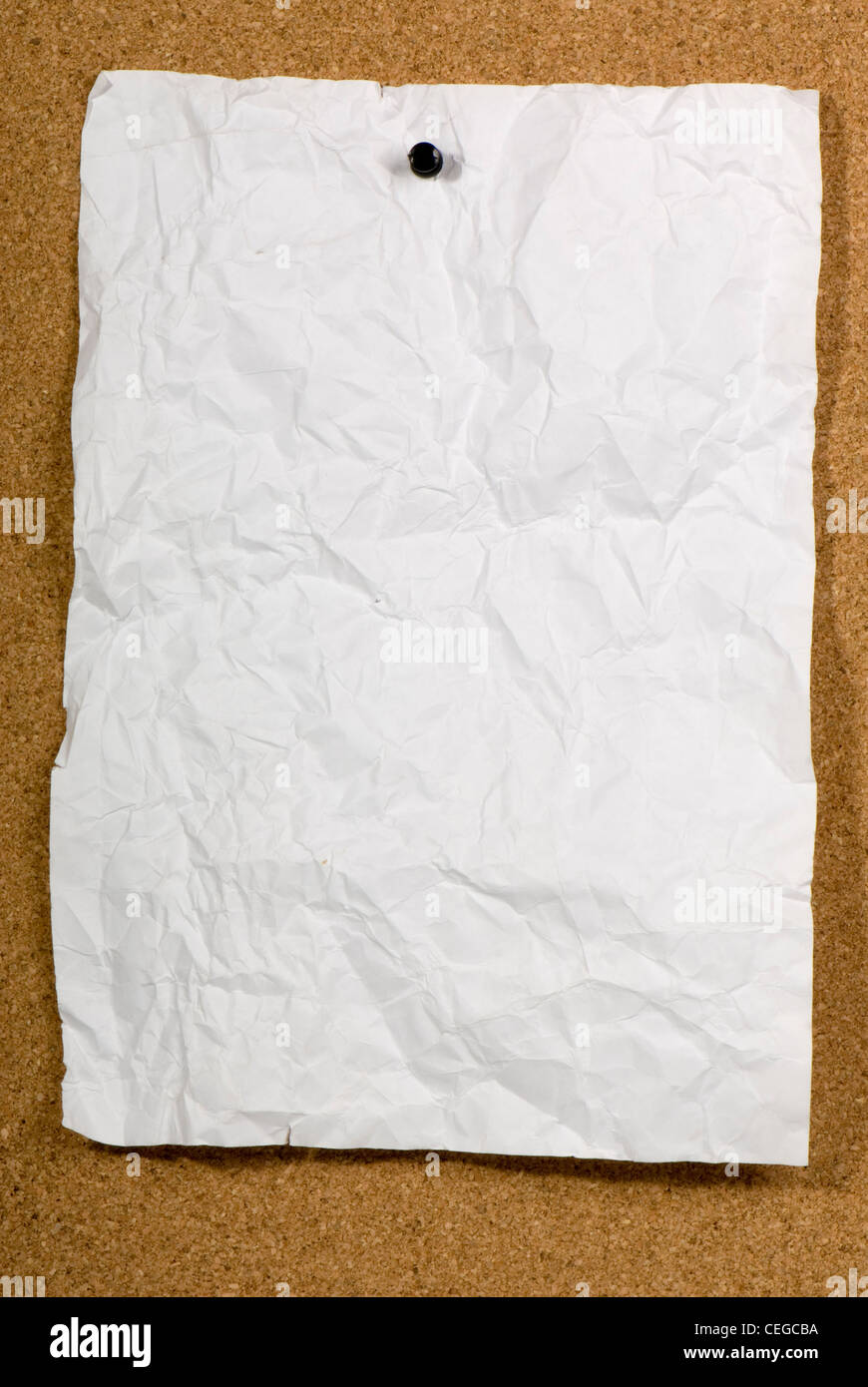 Page of old run-down paper attached to the bulletin board Stock Photo ...